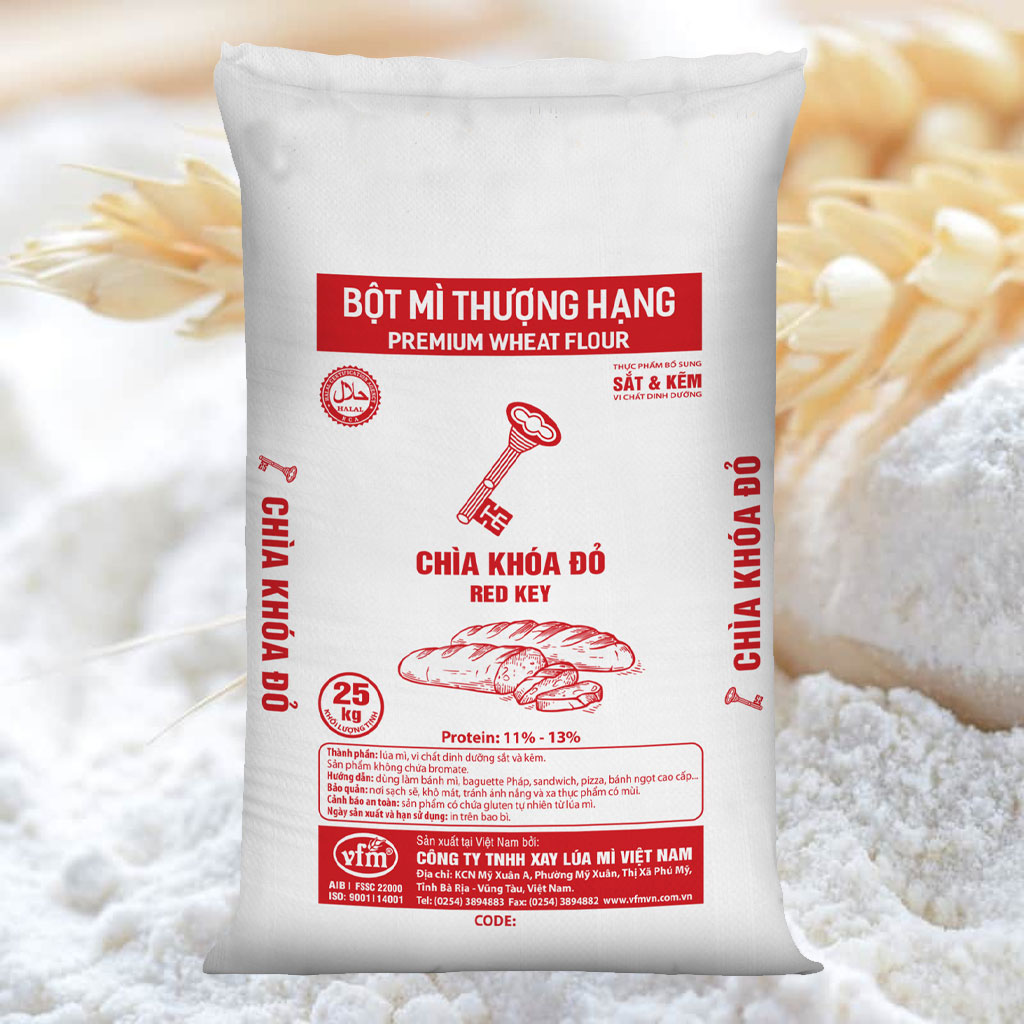 Phong Vân | Bột mì Chìa Khóa Đỏ Red Key Wheat Flour 25kg